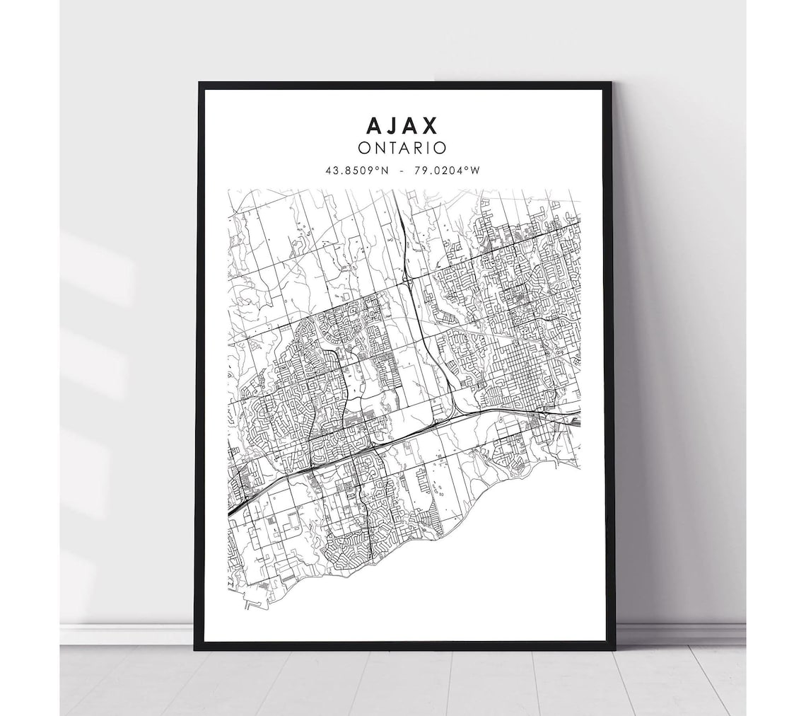 Ajax City Map Print Ajax Ontario Map Print Ajax Ontario - Etsy