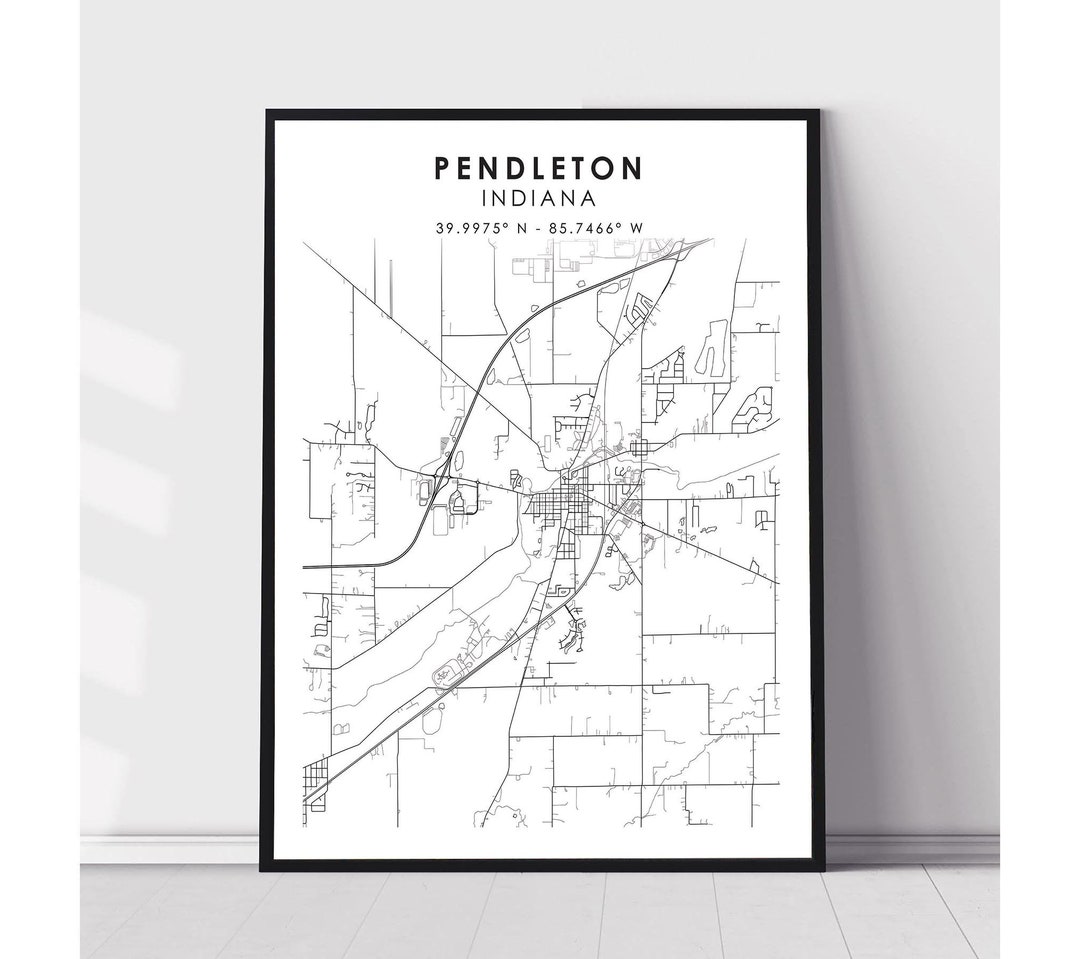 Pendleton City Map Print | Pendleton Indiana Map Print | Pendleton ...