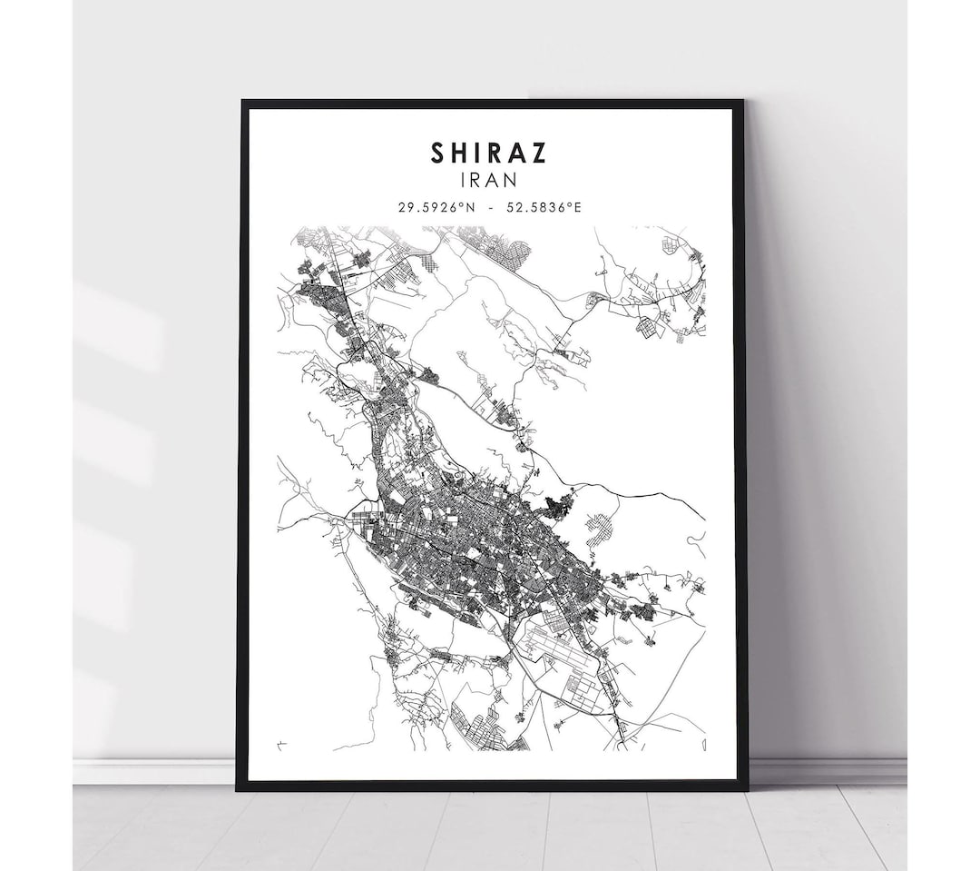 Shiraz City Map Print | Shiraz Iran Map Print | Shiraz Iran Map Decor ...