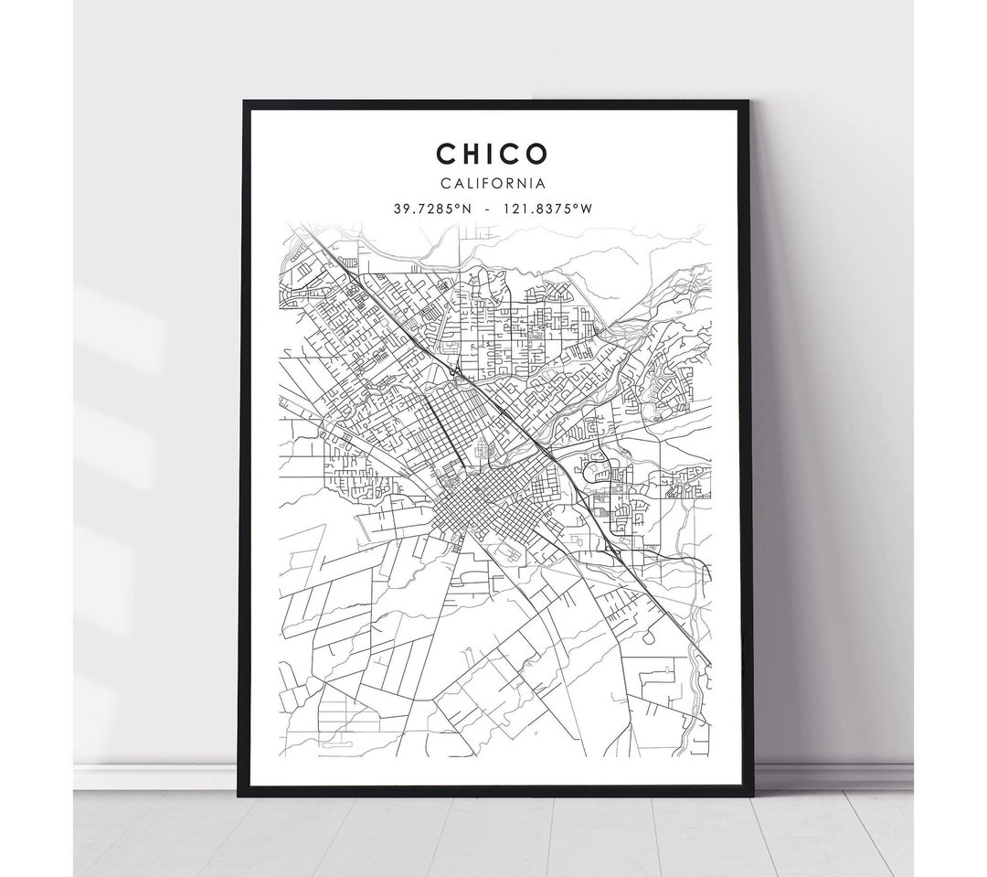 Chico Map Print | Chico California Map Print | Chico California Map ...