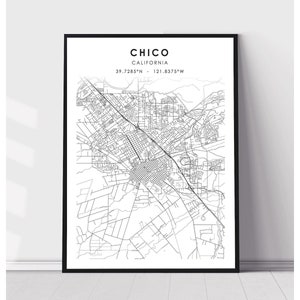 Chico Map Print | Chico California Map Print | Chico California Map ...