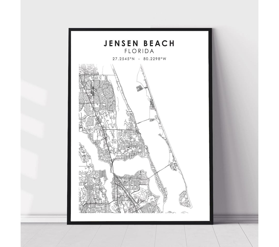 Jensen Beach Map Print | Jensen Beach Florida Map Print | Jensen Beach ...