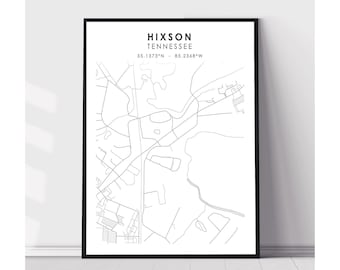 Hixson City Map Art - Etsy