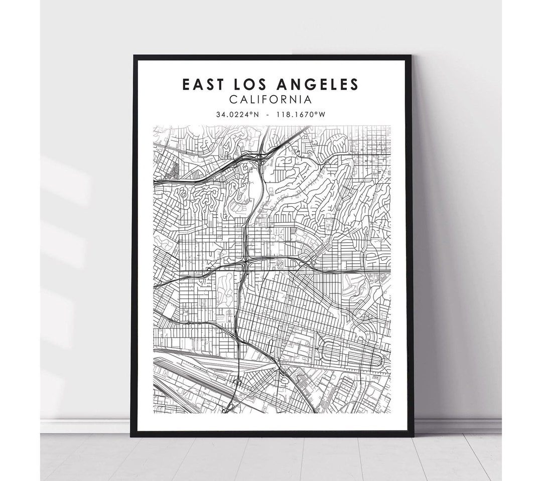 East Los Angeles Map Print | East Los Angeles California Map Print ...