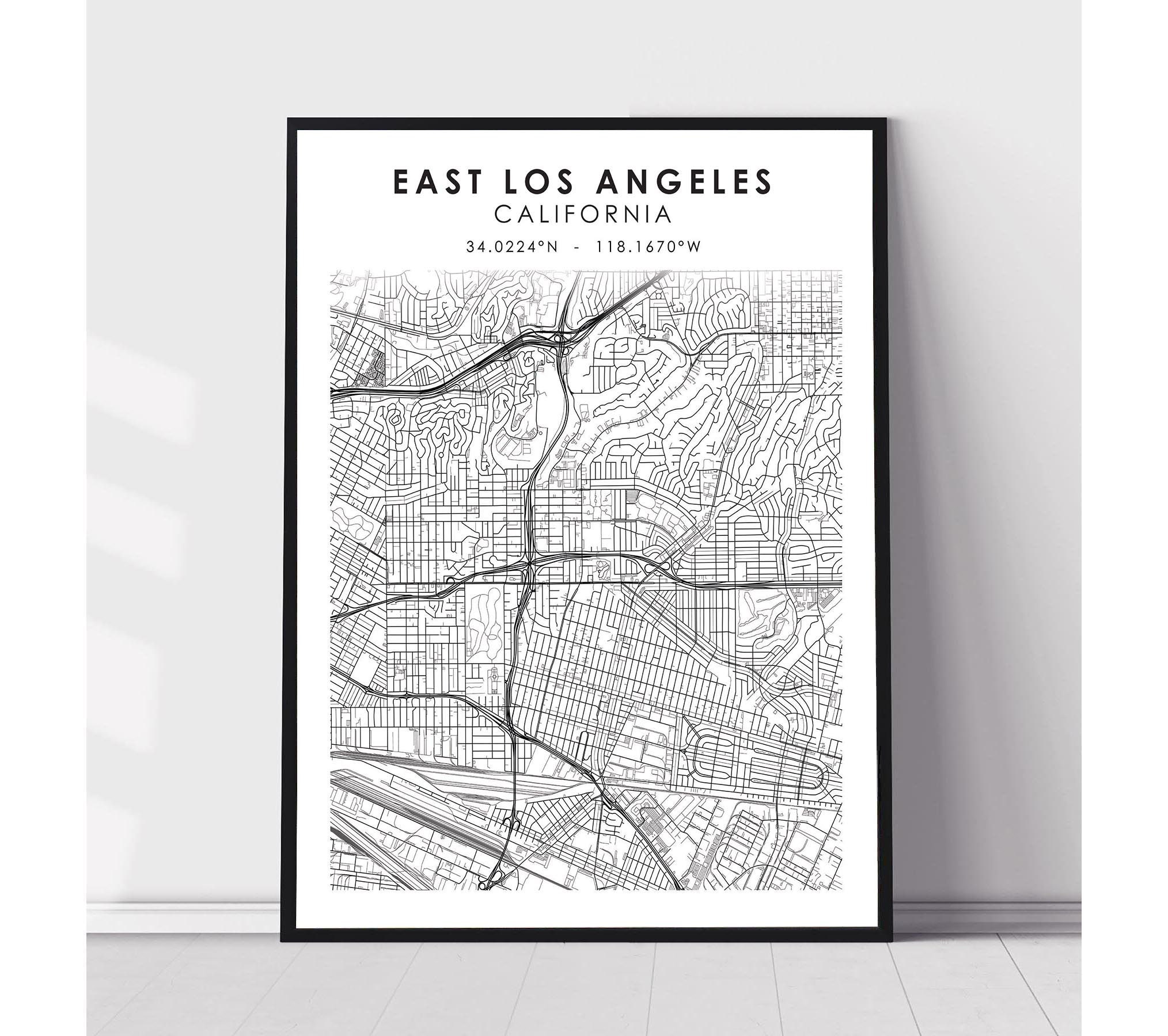 East Los Angeles Map Print East Los Angeles California Map - Etsy