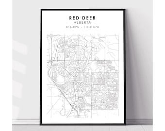 Red Deer Map Print - Etsy