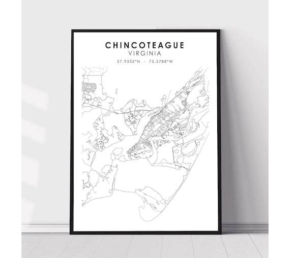 Chincoteague Map Print Chincoteague Virginia Map Print | Etsy