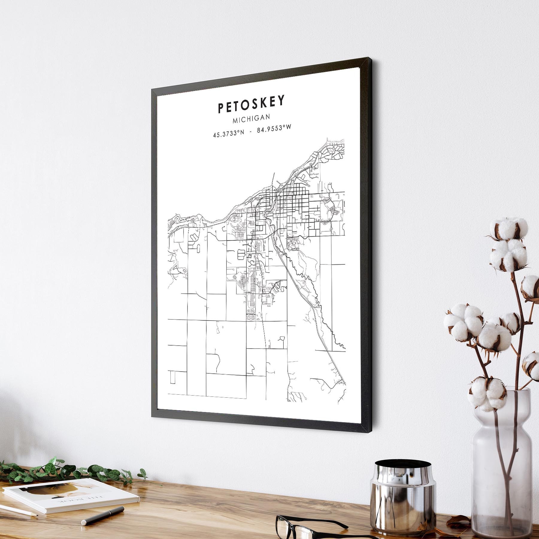 Petoskey Map Print Petoskey Michigan Map Print Petoskey - Etsy