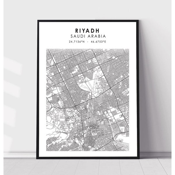 Saudi Arabia Riyadh Map Art - Etsy