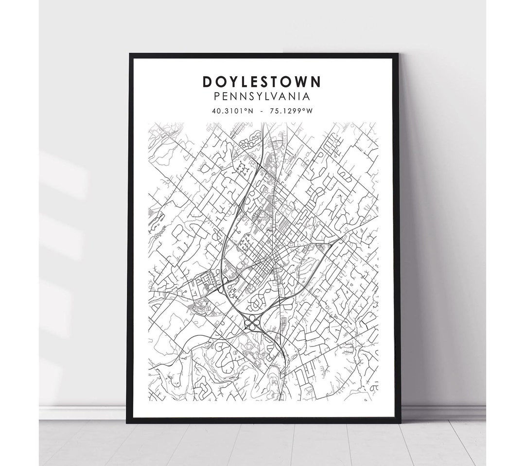 Doylestown Map Print | Doylestown Pennsylvania Map Print | Doylestown ...