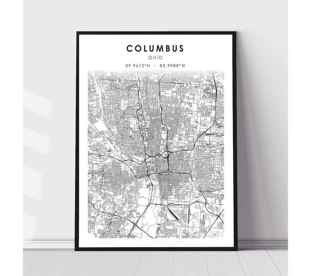 Columbus Map Print | Columbus Ohio Map Print | Columbus Ohio Map Decor ...