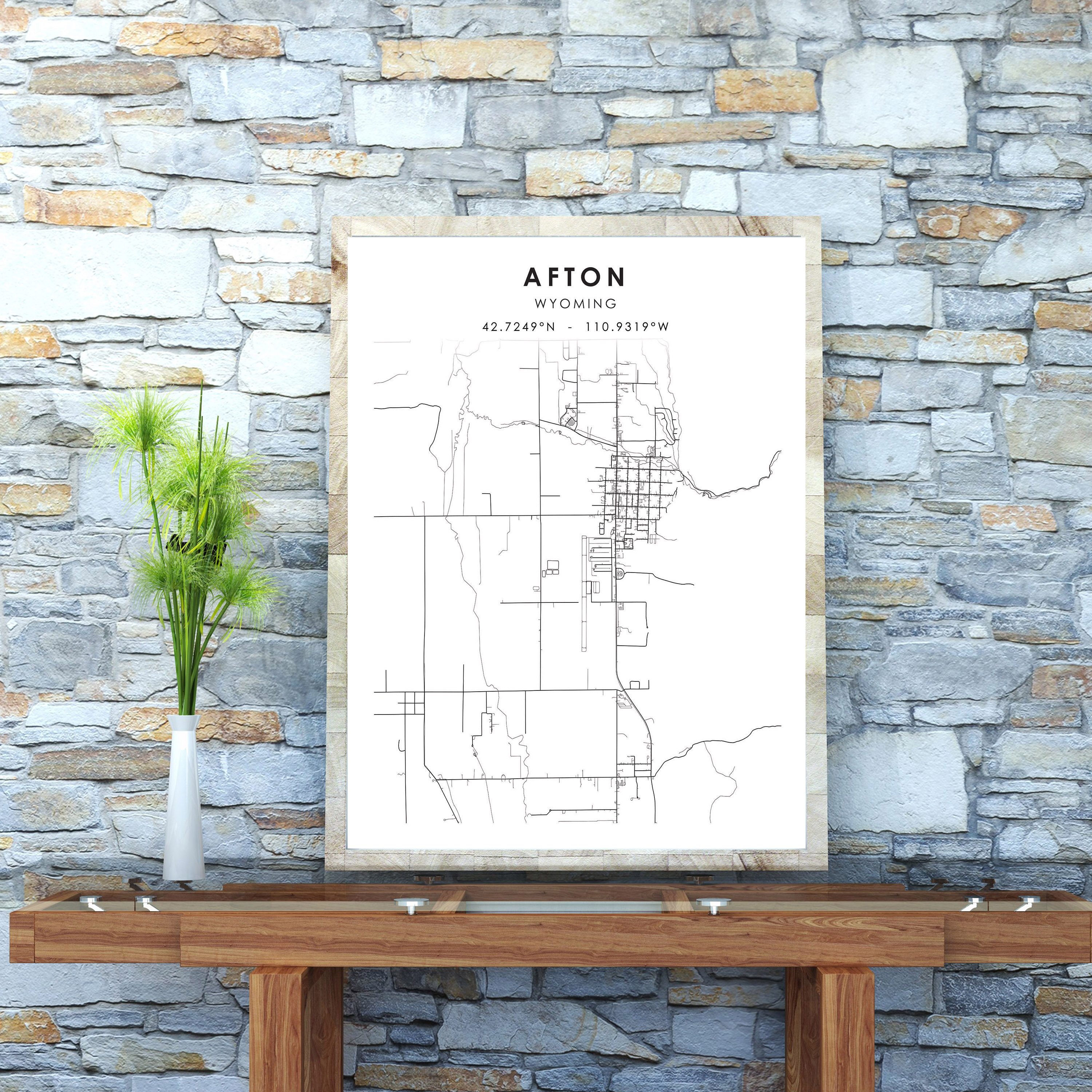 Afton Map Print Wyoming USA Map Art Poster Afton City Road | Etsy