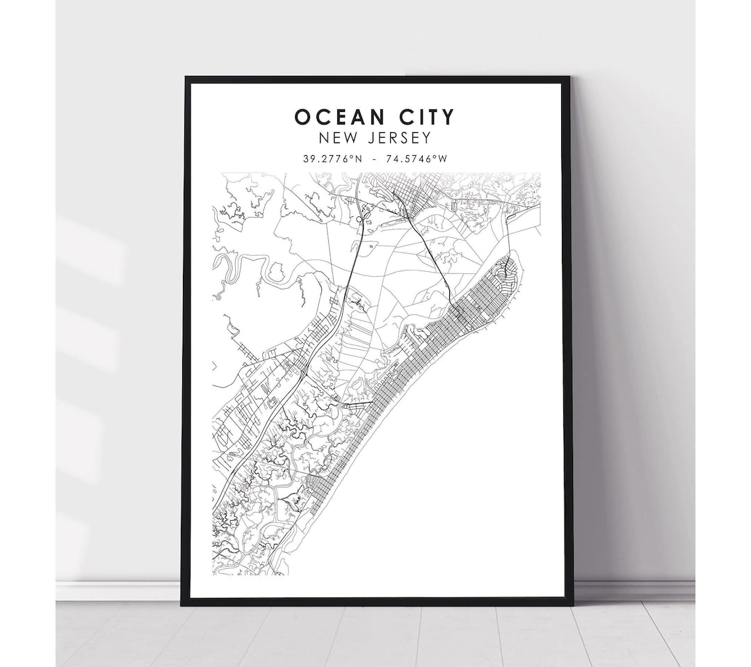 Ocean City Map Print | Ocean City New Jersey Map Print | Ocean City New ...