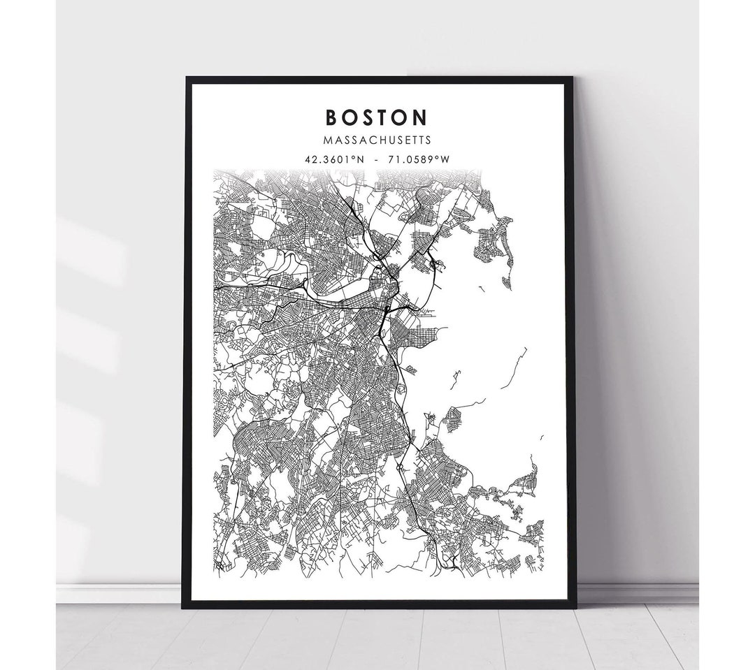 Boston City Map Print | Boston Massachusetts Map Print | Boston ...