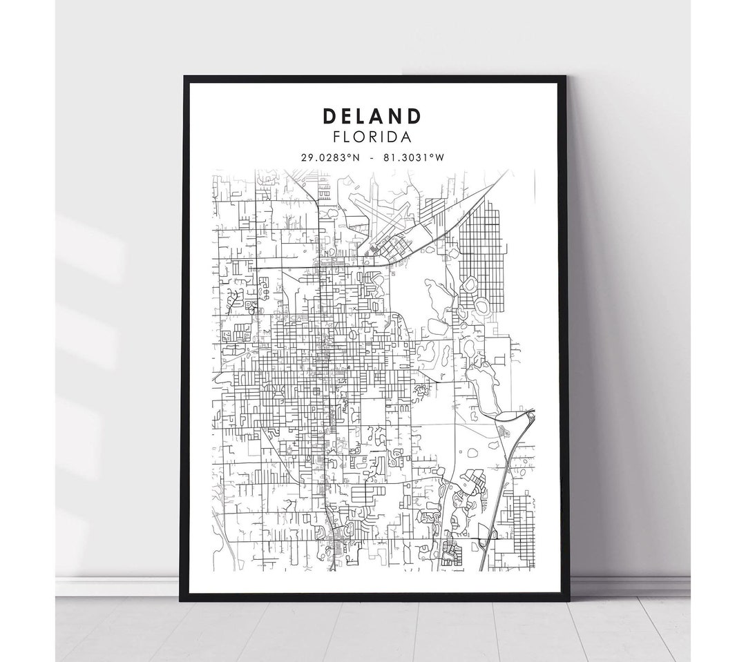 Deland Map Print | Deland Florida Map Print | Deland Florida Map Decor ...