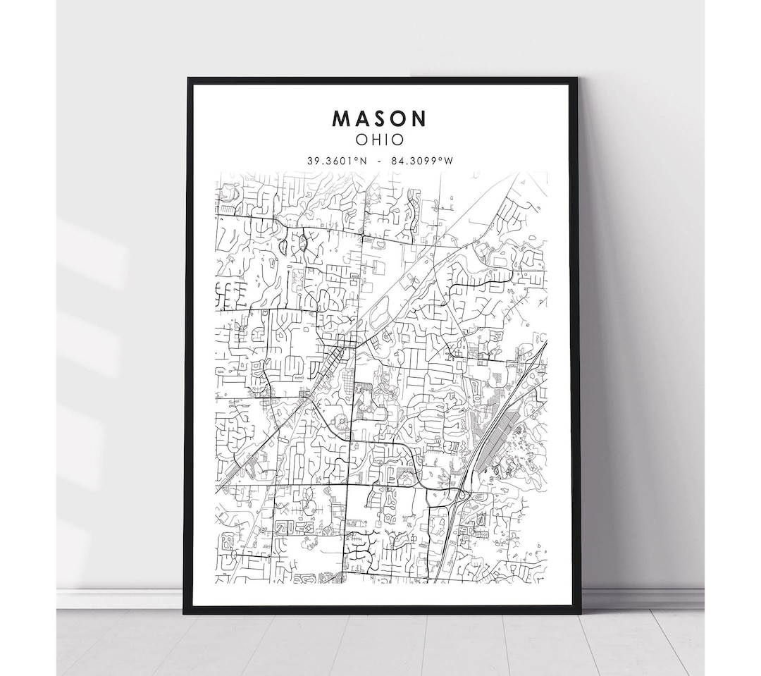 Mason Map Print | Mason Ohio Map Print | Mason Ohio Map Decor Canvas ...