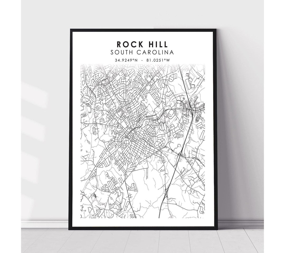Rock Hill Map Print Rock Hill South Carolina Map Print Rock Hill South ...