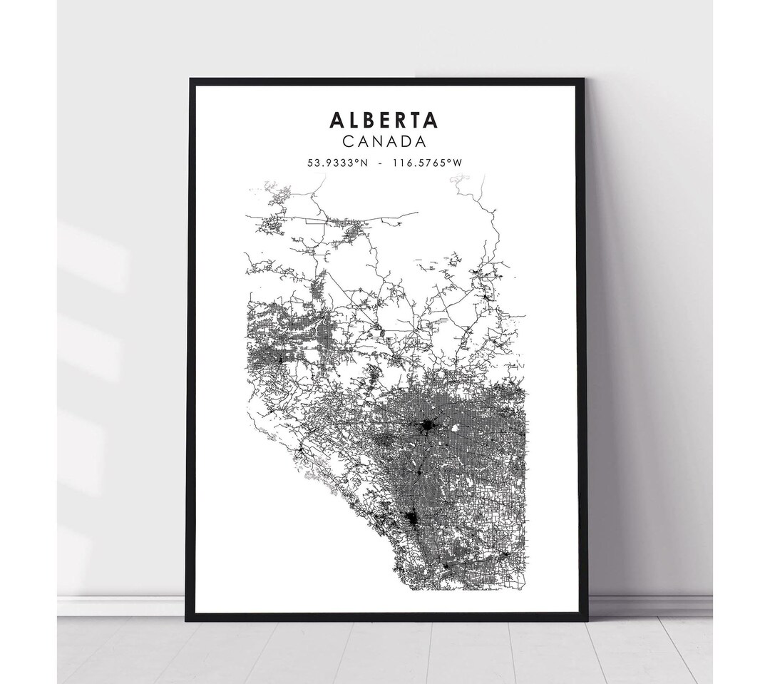 Alberta Map Print Alberta Canada Map Print Alberta Canada Map Decor ...