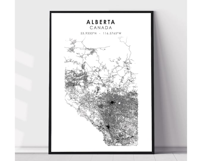 Alberta Heritage Map Print | Map of Alberta | Digital Download - Etsy ...