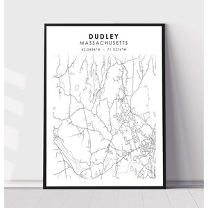 Dudley Map Print | Dudley Massachusetts Map Print | Dudley ...