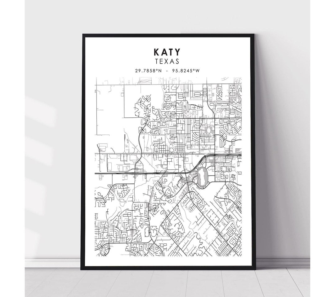 Katy Map Print | Katy Texas Map Print | Katy Texas Map Decor Canvas ...