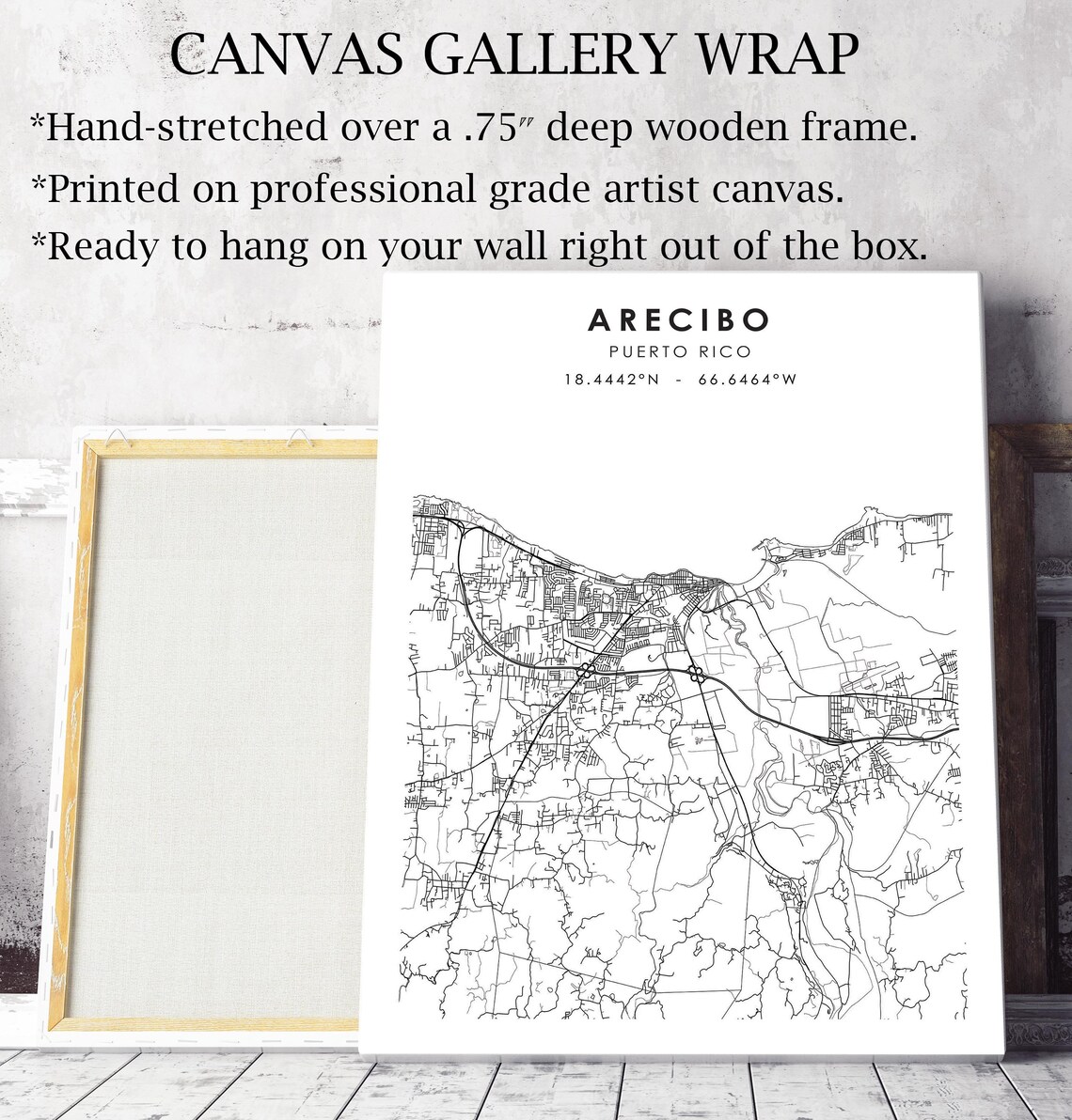 Arecibo City Map Print | Arecibo Puerto Rico Map Print | Arecibo Puerto ...