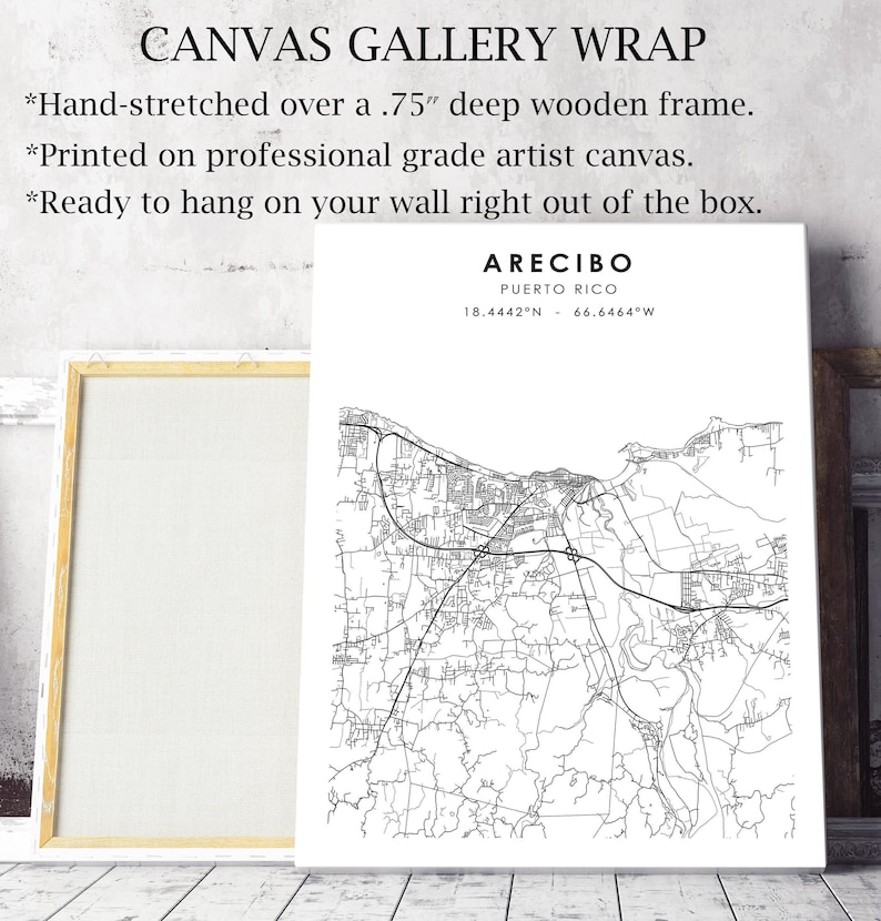 Arecibo City Map Print | Arecibo Puerto Rico Map Print | Arecibo Puerto ...