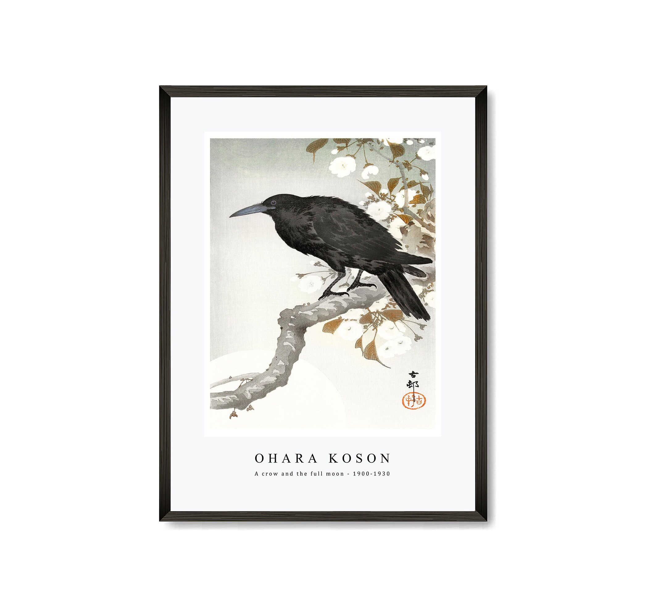 Ohara Koson Print Download Digital File A Crow and the Full - Etsy