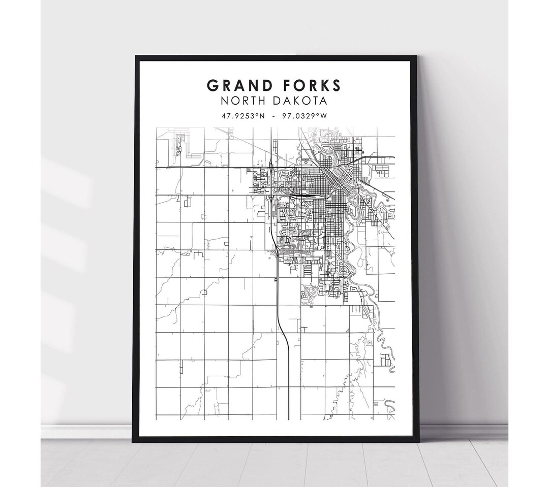 Grand Forks Map Print | Grand Forks North Dakota Map Print | Grand ...