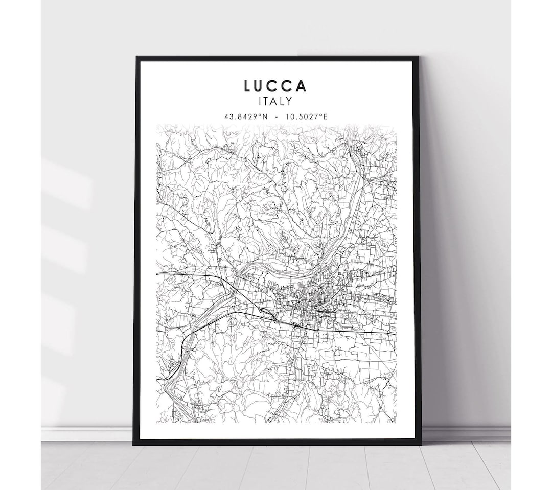 Lucca City Map Print | Lucca Italy Map Print | Lucca Italy Map Decor ...