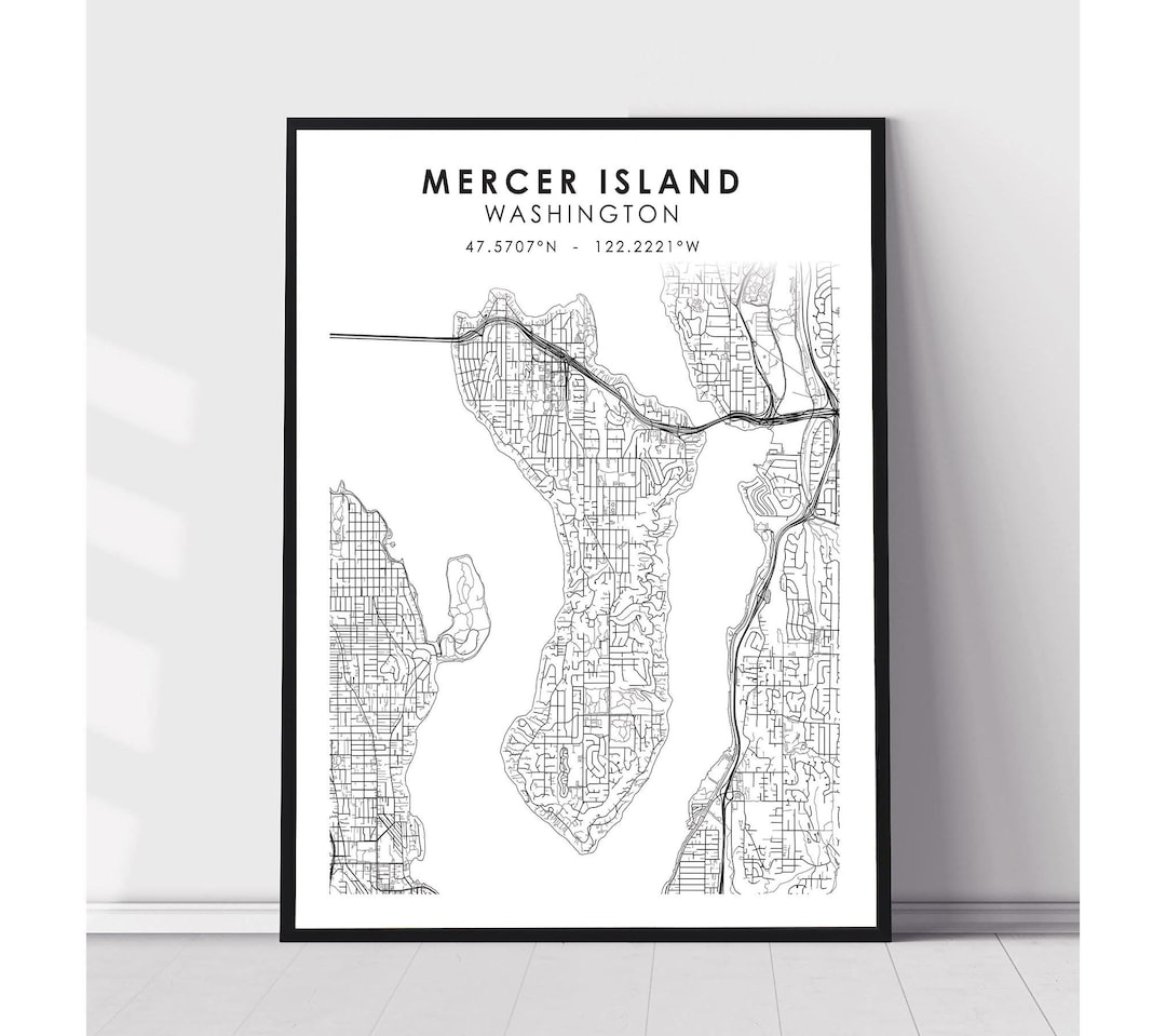 Mercer Island Map Print | Mercer Island Washington Map Print | Mercer ...