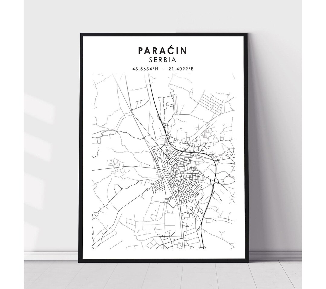 Paracin Map Print | Paracin Serbia Map Print | Paracin Serbia Map Decor ...