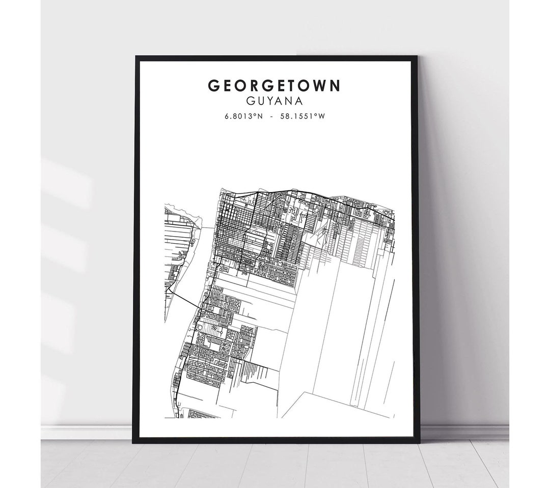 Georgetown Map Print | Georgetown Guyana Map Print | Georgetown Guyana ...