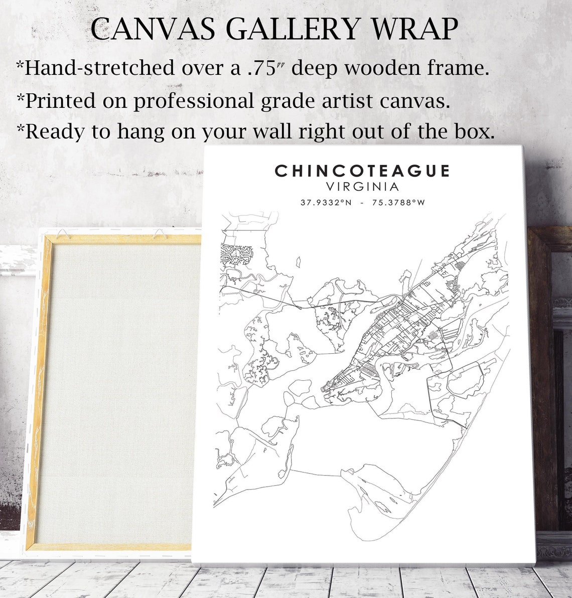Chincoteague Map Print Chincoteague Virginia Map Print | Etsy