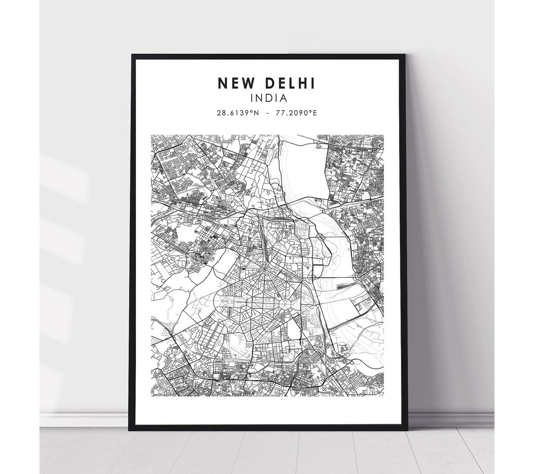 New Delhi Map Print | New Delhi India Map Print | New Delhi India Map ...