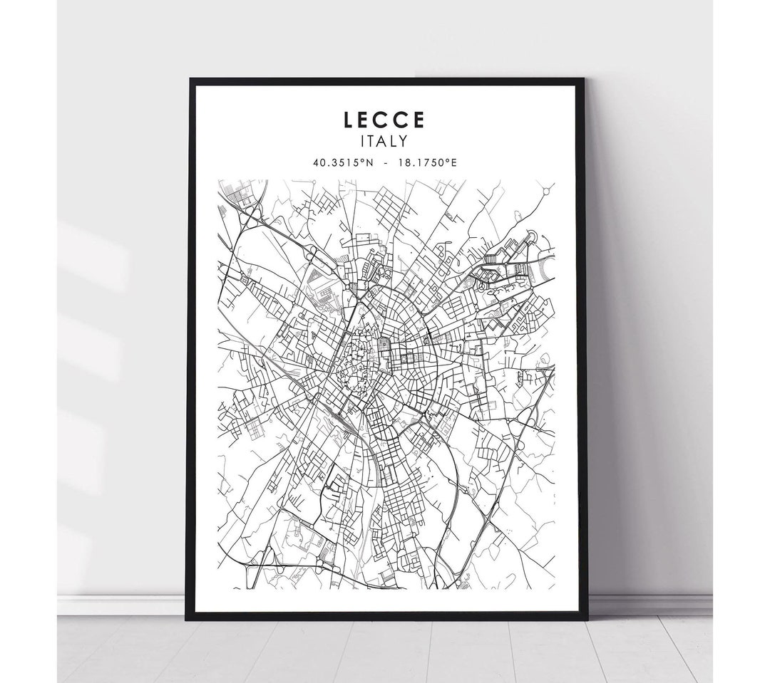 Lecce Map Print | Lecce Italy Map Print | Lecce Italy Map Decor Canvas ...