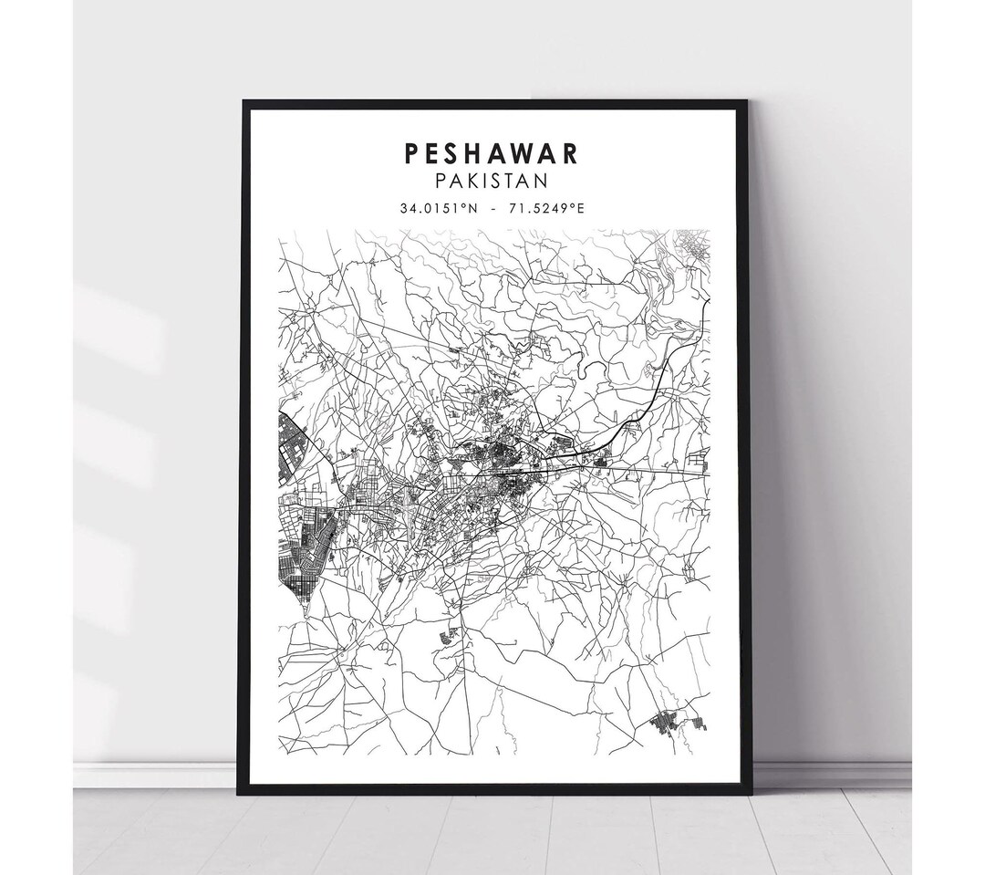 Peshawar Map Print | Peshawar Pakistan Map Print | Peshawar Pakistan ...