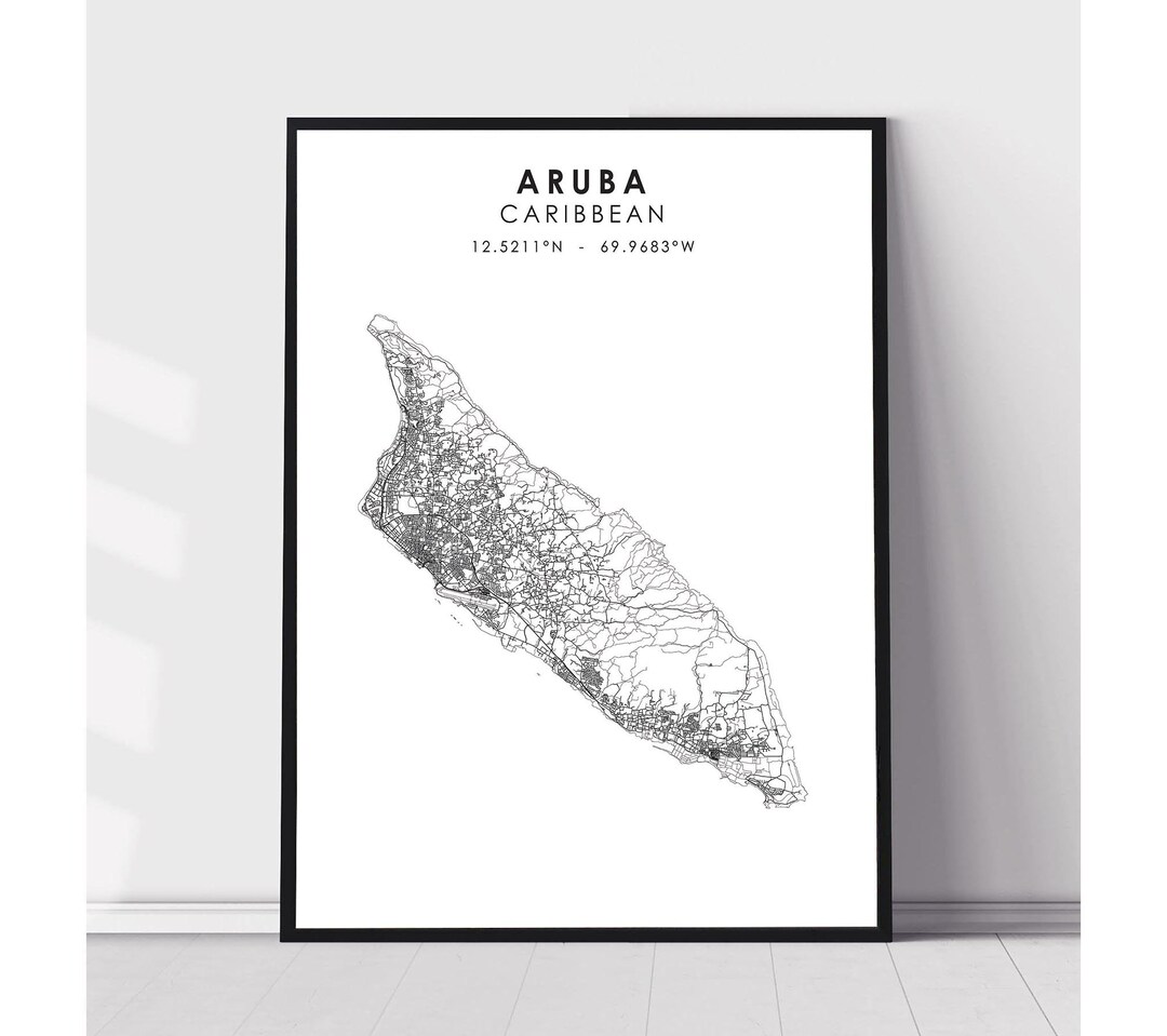 Aruba Map Print | Aruba Map Print | Aruba Map Decor Canvas Print - Etsy