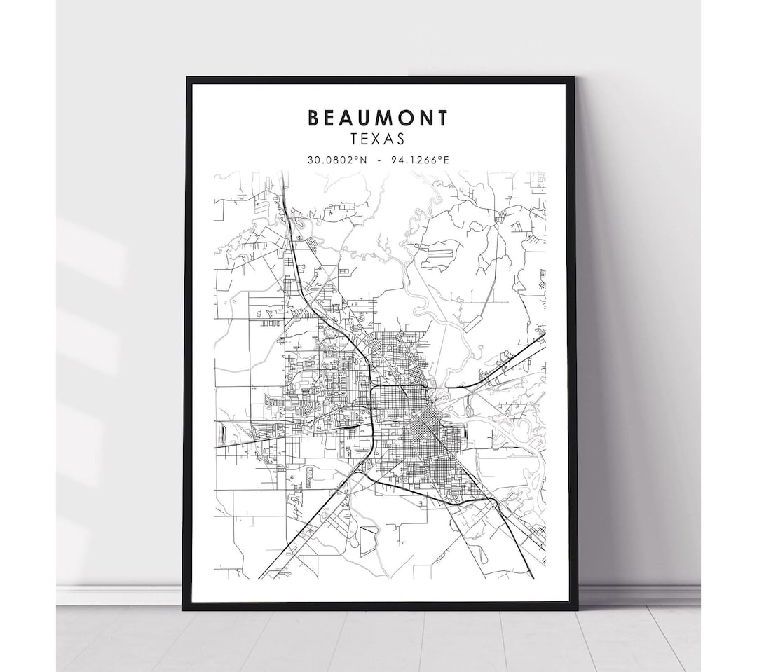 Beaumont City Map Print Beaumont Texas Map Print Beaumont Texas Map ...