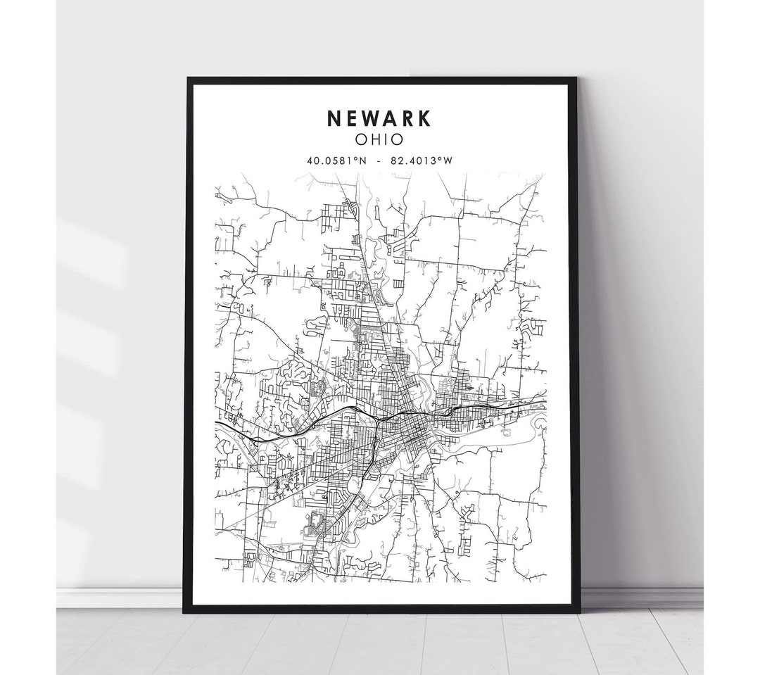 Newark Map Print | Newark Ohio Map Print | Newark Ohio Map Decor Canvas ...