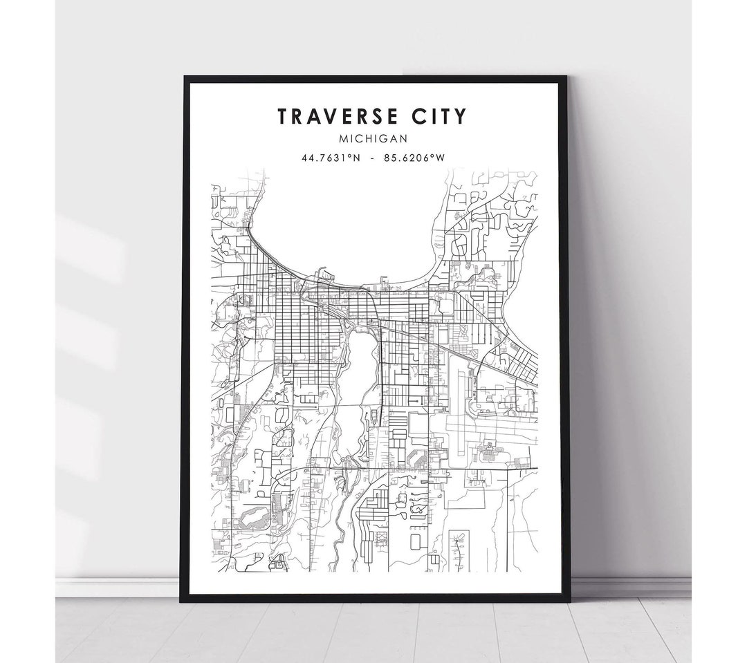Traverse City Map Print Traverse City Michigan Map Print - Etsy