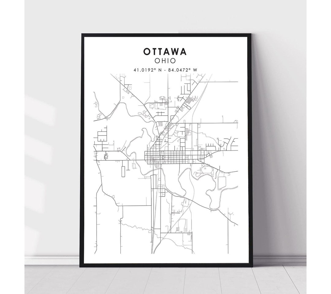 Ottawa City Map Print | Ottawa Ohio Map Print | Ottawa Ohio Map Decor ...