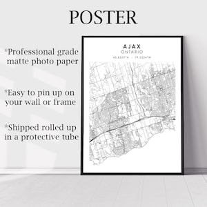 Ajax City Map Print | Ajax Ontario Map Print | Ajax Ontario Map Decor ...