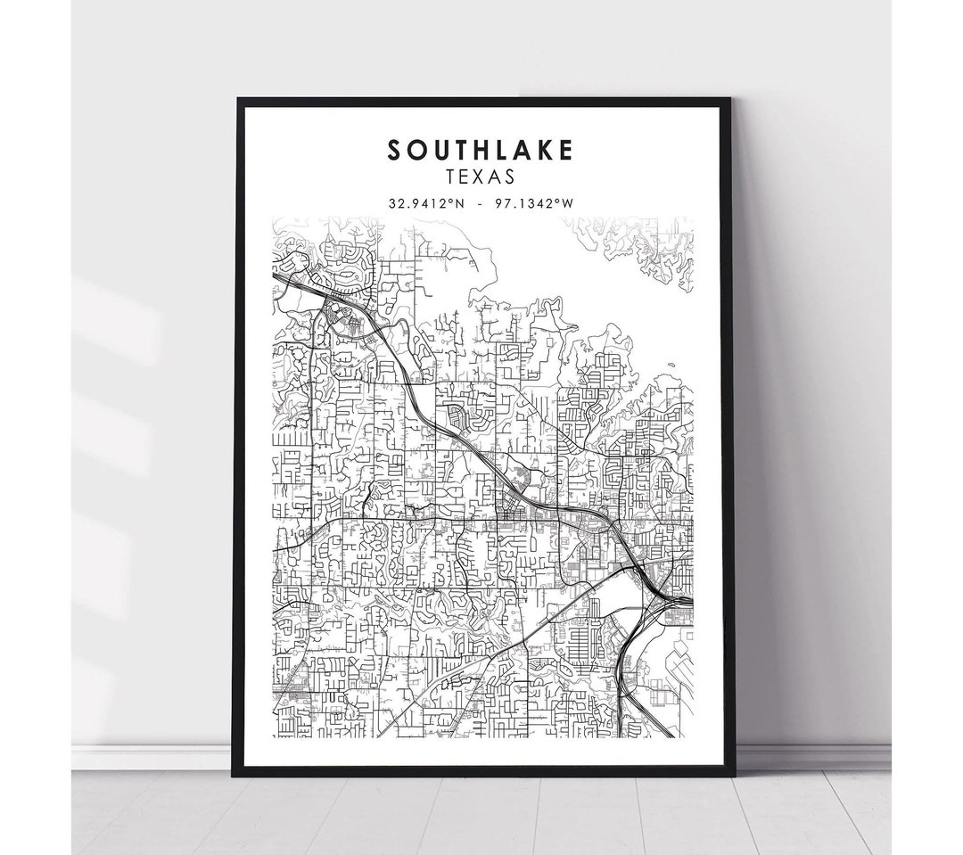 Southlake City Map Print | Southlake Texas Map Print | Southlake Texas ...