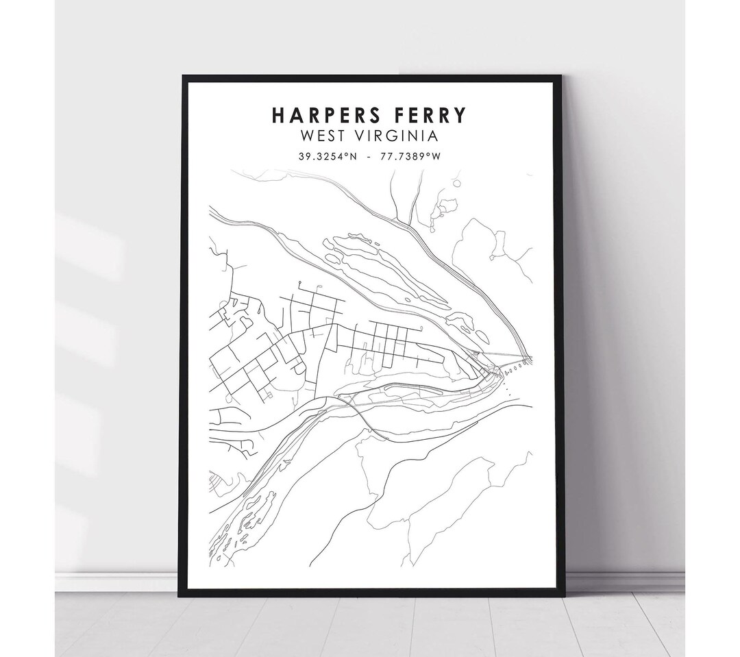 Harpers Ferry Map Print | Harpers Ferry West Virginia Map Print ...