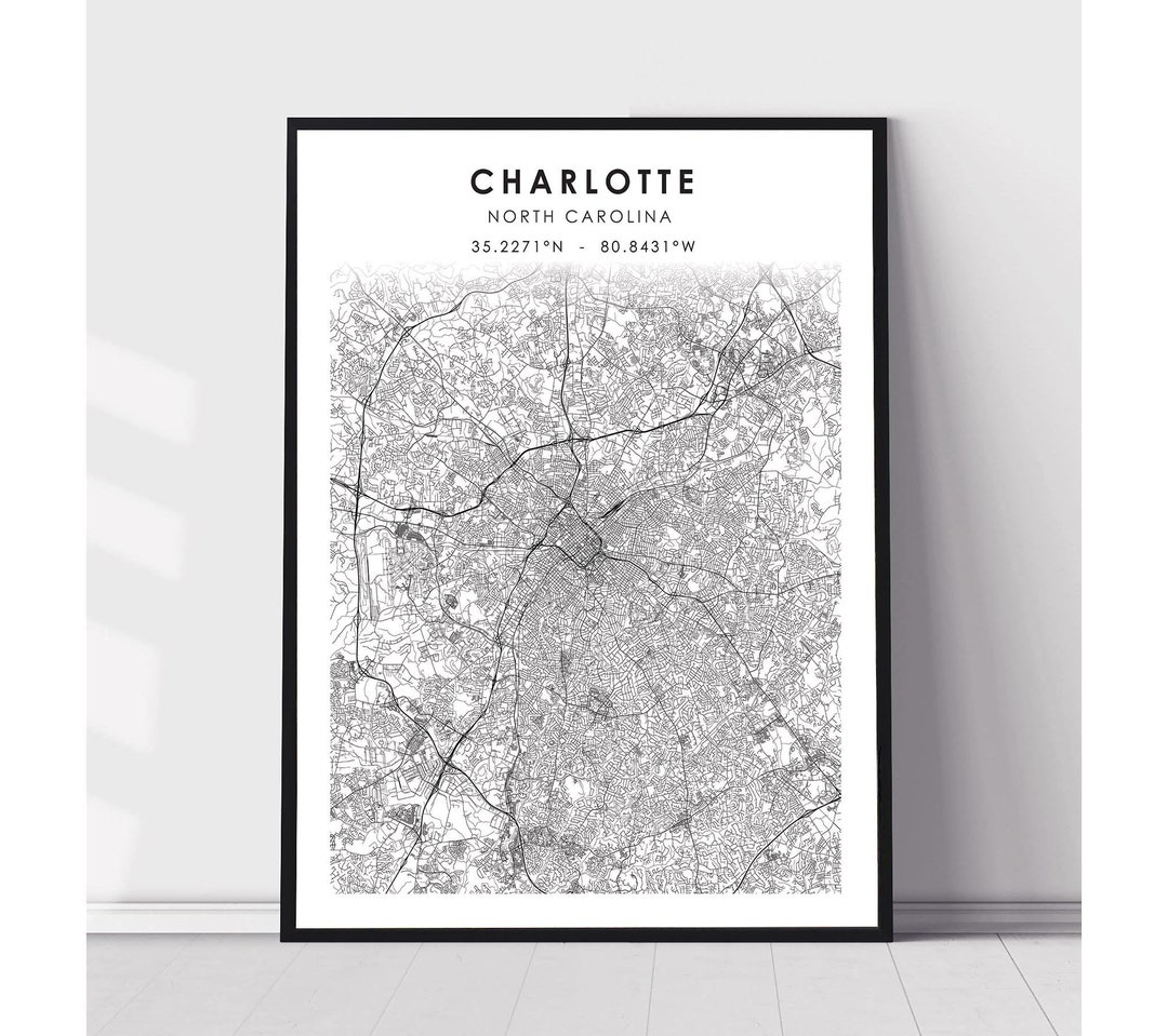Charlotte Map Print | Charlotte North Carolina Map Print | Charlotte ...