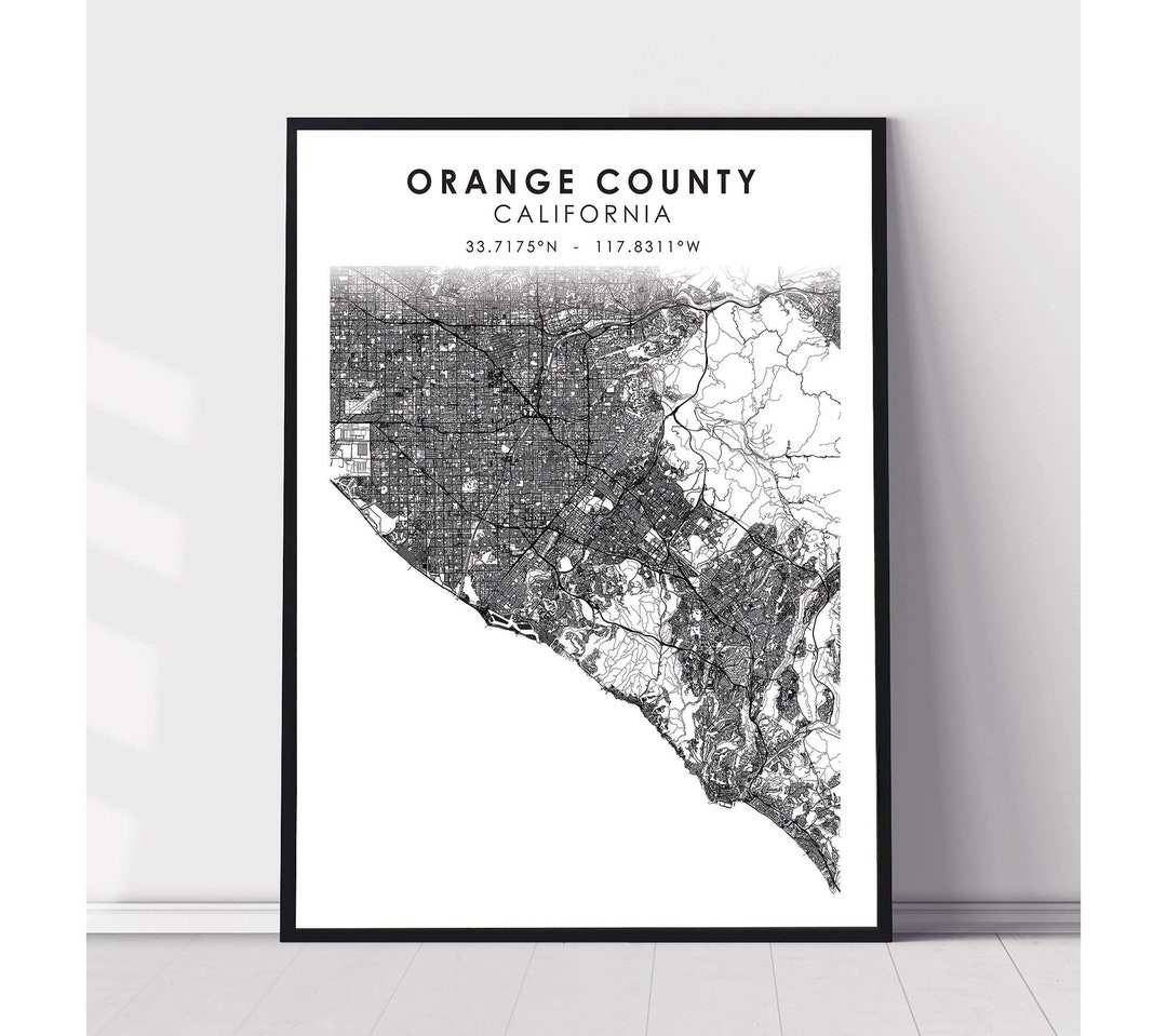 Orange County Map Print | Orange County California Map Print | Orange ...