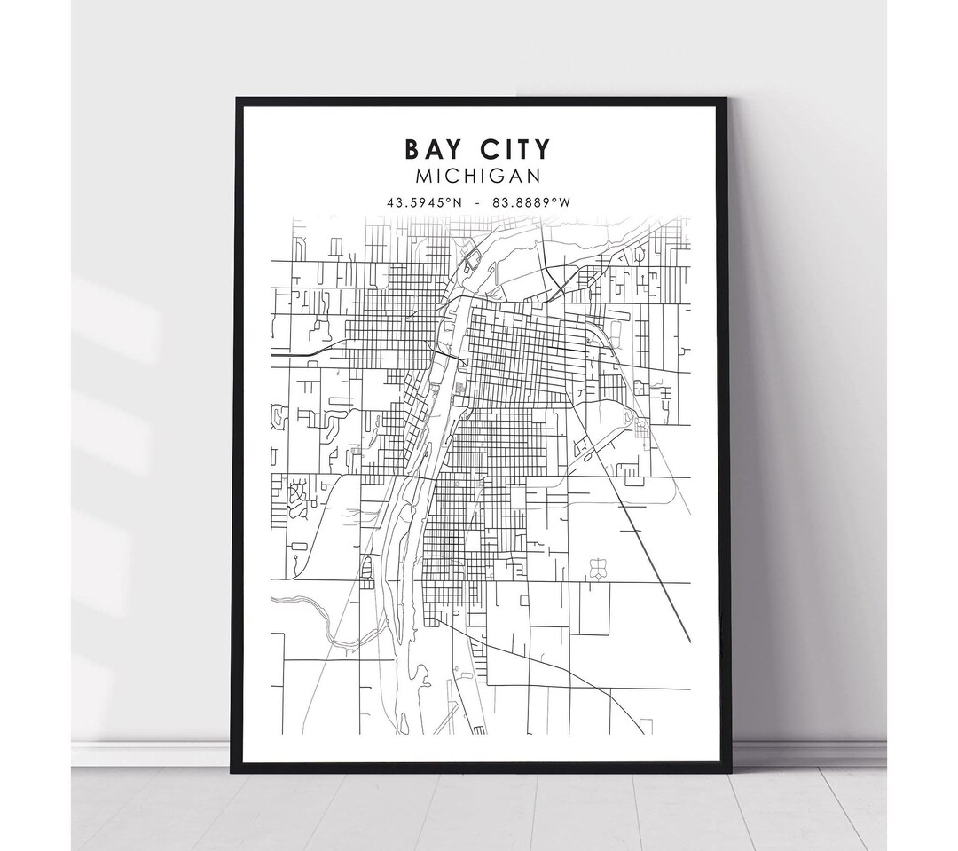 Bay City City Map Print | Bay City Michigan Map Print | Bay City ...