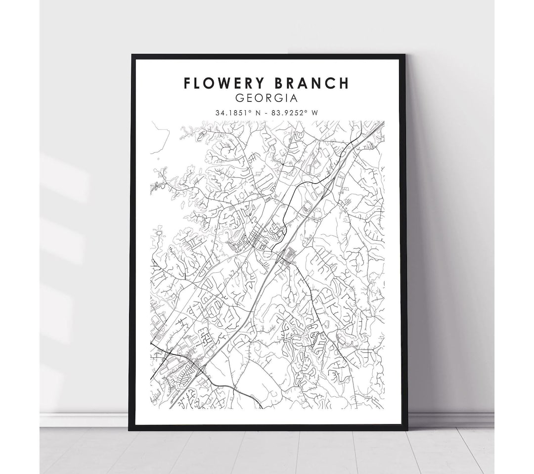 Flowery Branch City Map Print | Flowery Branch Georgia Map Print ...