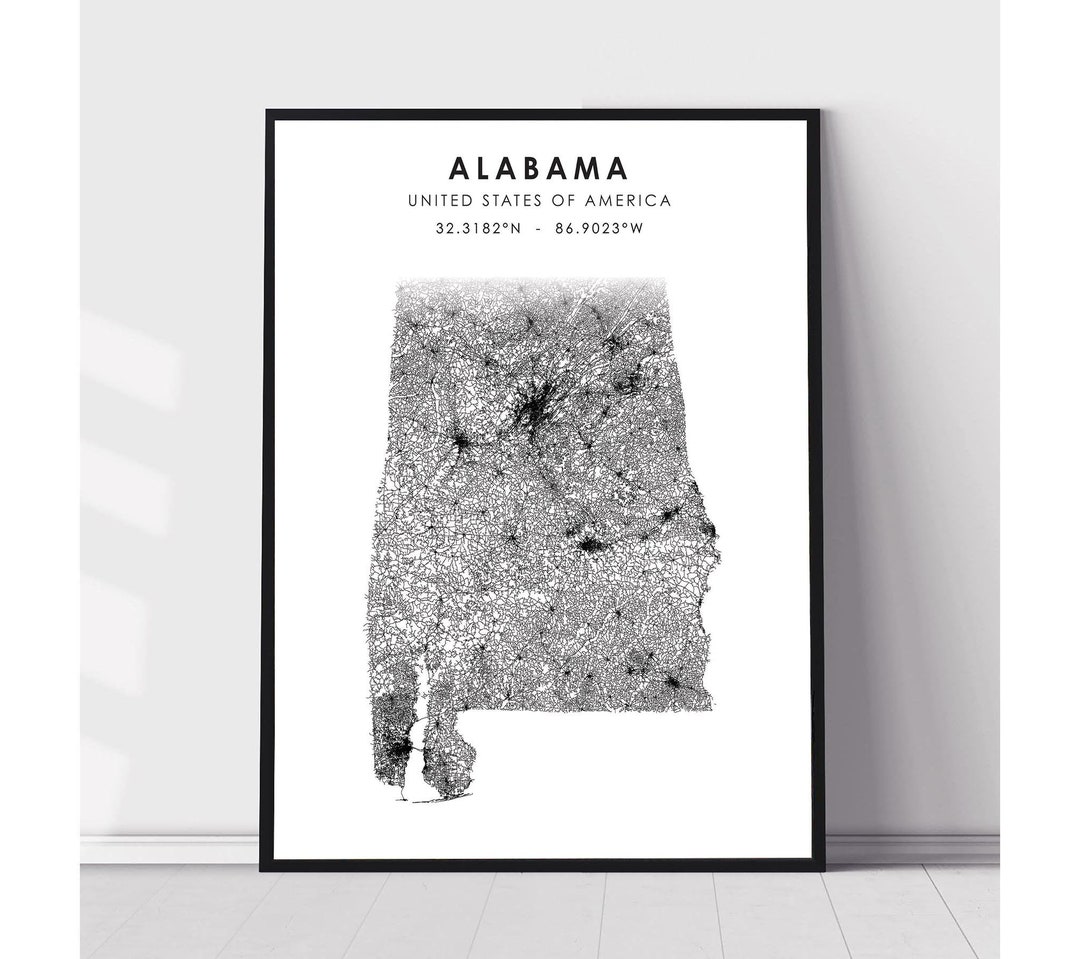 Alabama Map Print Alabama US Map Print Alabama US Map - Etsy